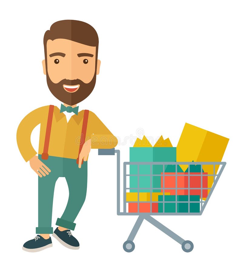 Homme avec le caddie illustration stock. Illustration du activité ...