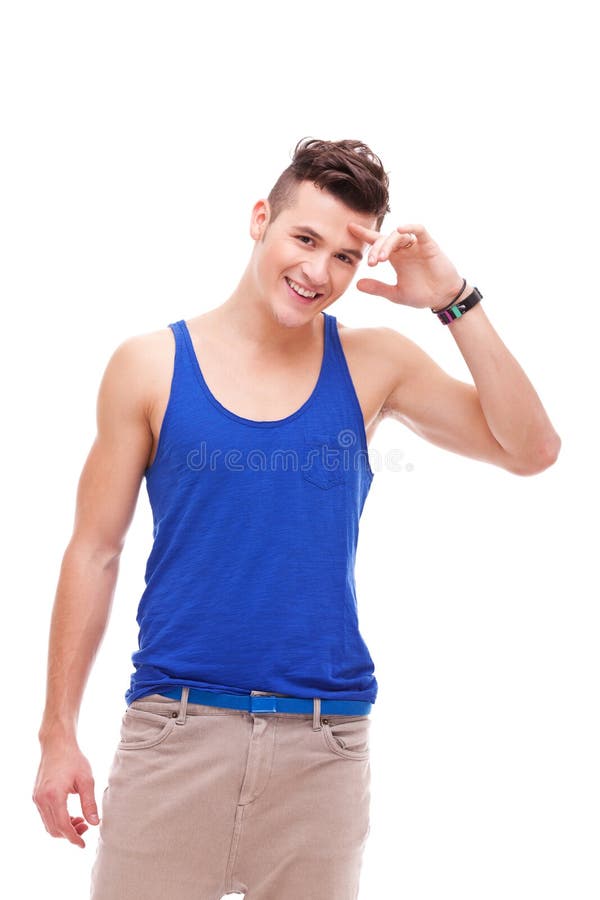 Homme bel semblant timide image stock. Image du adulte - 23362317