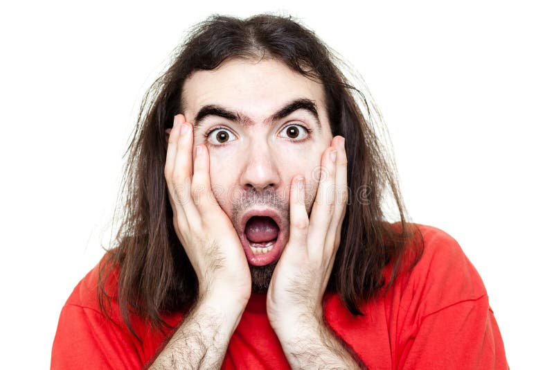 Homme choqué photo stock. Image du rouge, jeune, tête - 24380874