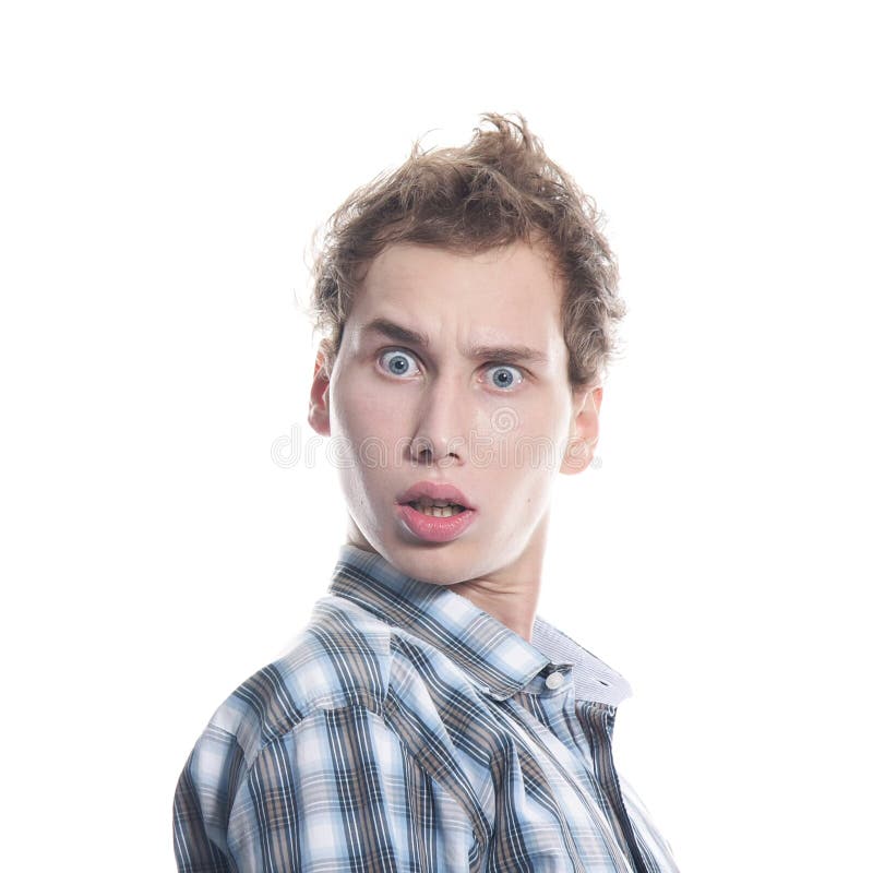 Jeune homme timide photo stock. Image du effrayé, confusion - 22344944