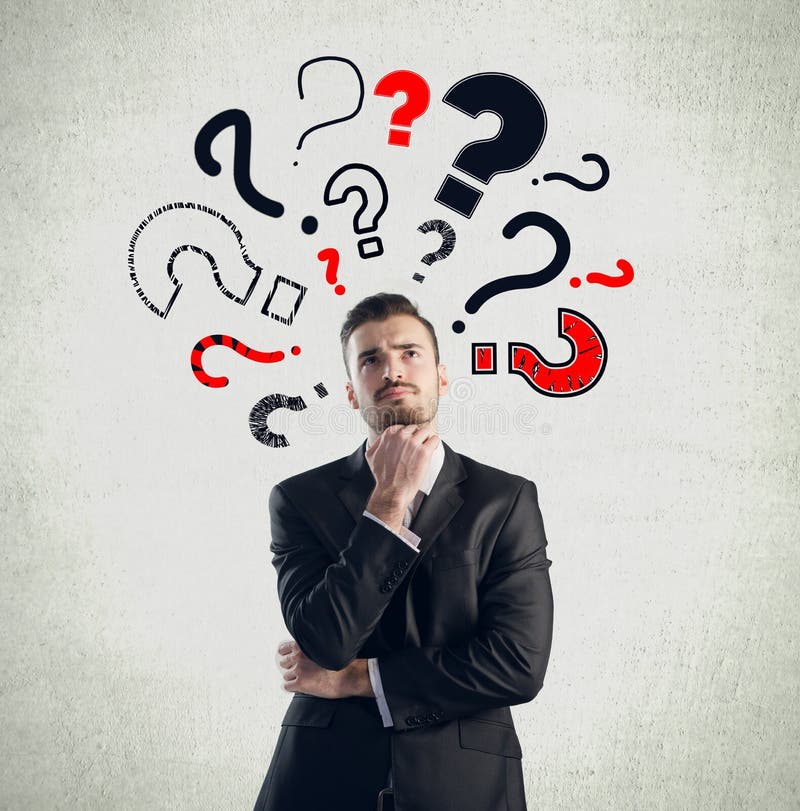 Homme D'affaires Avec Des Points D'interrogation Photo stock - Image du ...