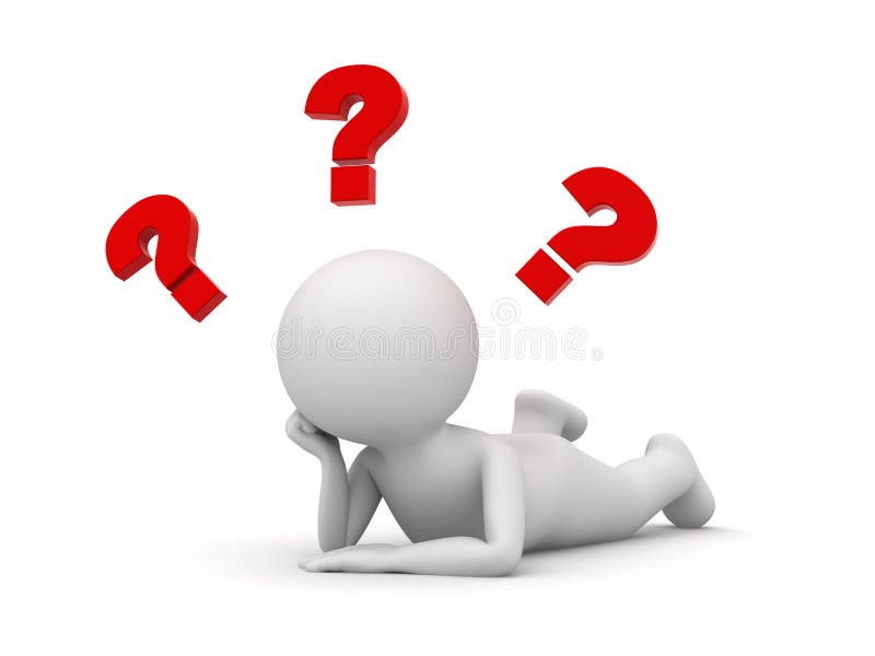 Homme 3d Pensant Avec L'illustration Rouge De Points D'interrogation ... Homme 3d Pensant Avec L'illustration Rouge De Points D'interrogation ...