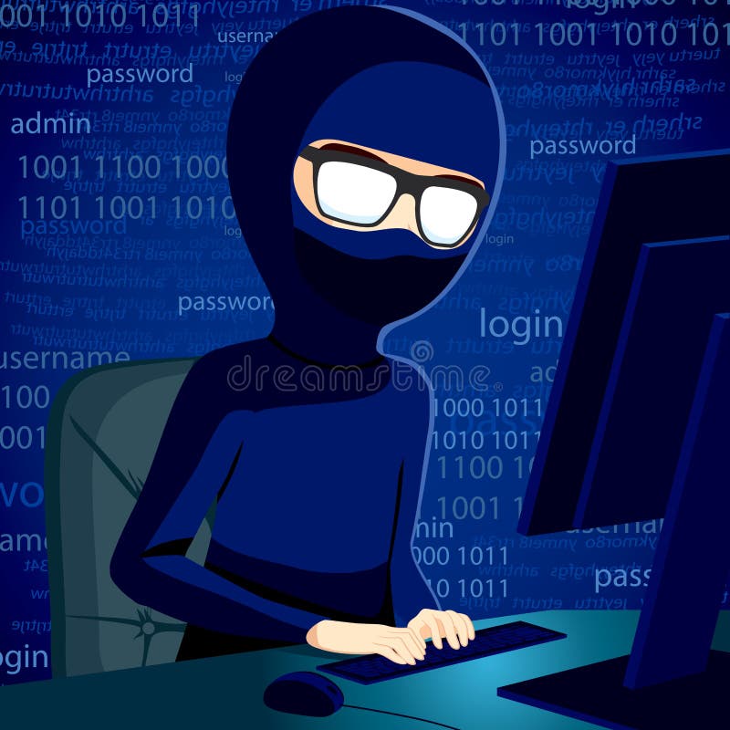 Homme De Pirate Informatique Avec L'ordinateur Illustration de Vecteur ...