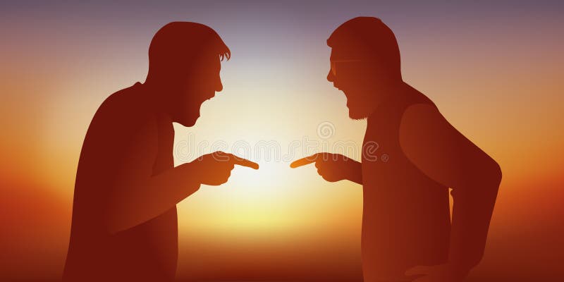 Concept of Disagreement with Two Men Who Get Angry by Opposing Their ...