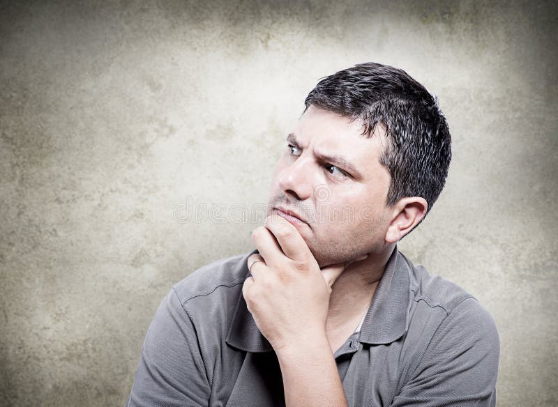 Homme douteux photo stock. Image du idée, pensif, blanc - 44695262