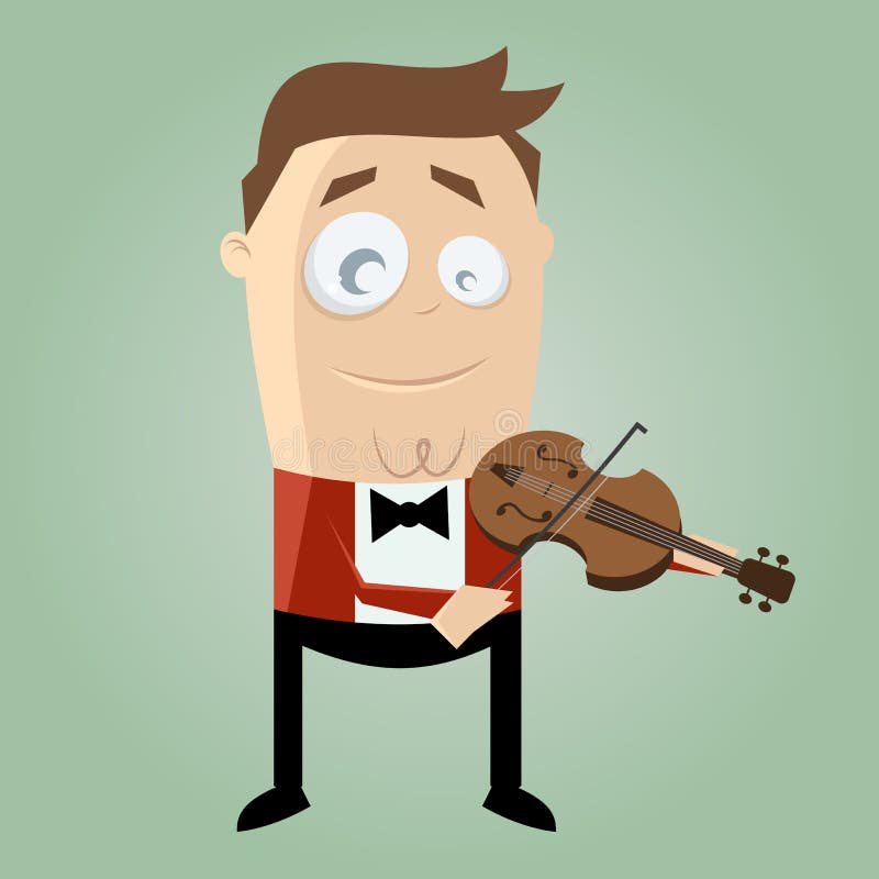 Homme Drôle De Bande Dessinée Jouant Le Violon Illustration De Vecteur