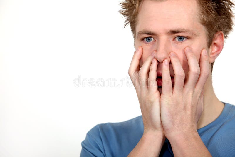 Homme effrayé image stock. Image du bouche, professionnel - 27579081