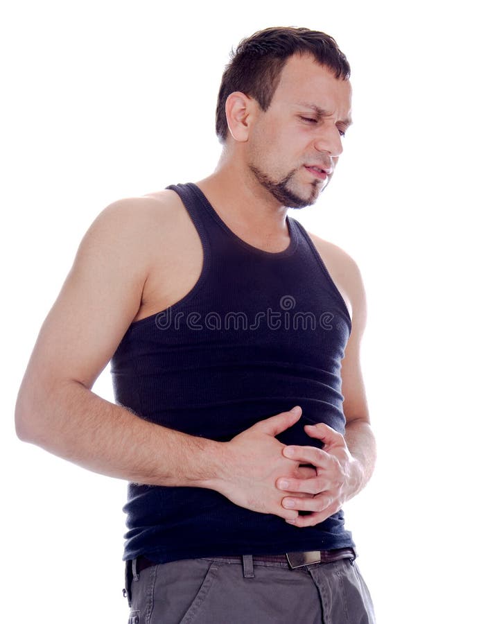 Homme En Douleur Terrible Dans L'estomac Image stock - Image du ...