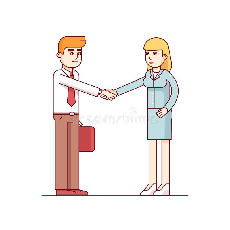 Homme Et Femme Daffaires Se Serrant La Main Illustration De Vecteur