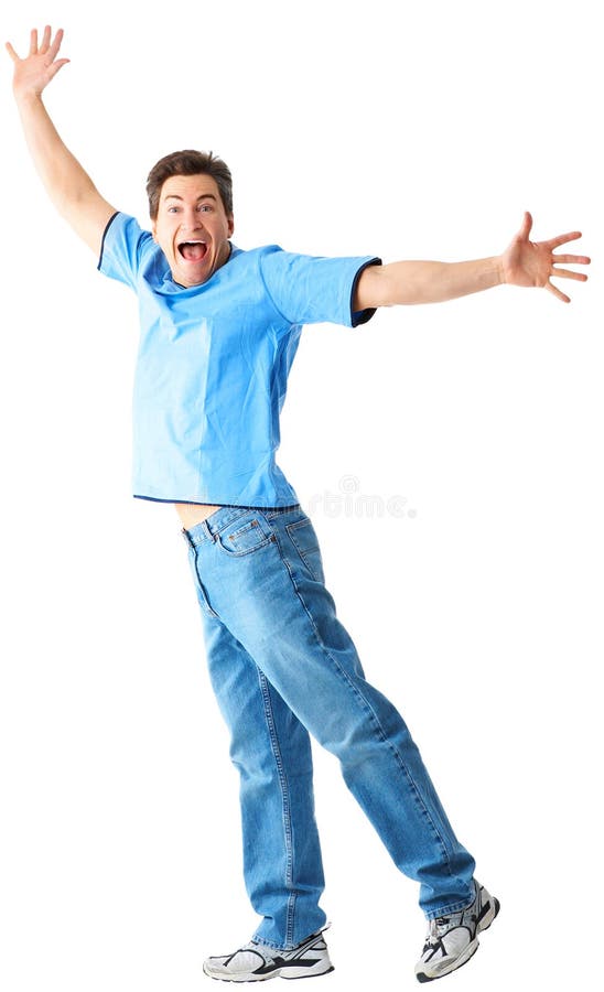 Homme heureux image stock. Image du bonheur, jeans, mignon - 6773317