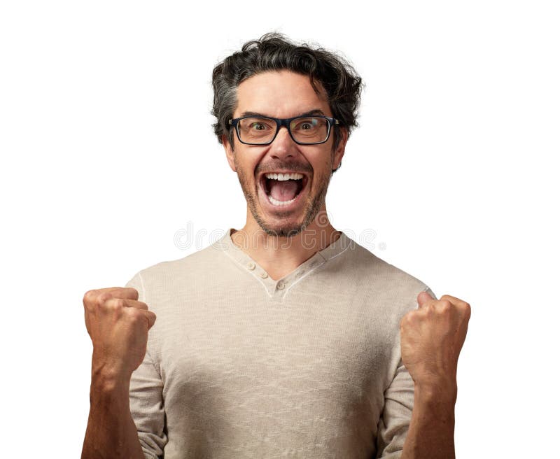 Homme heureux photo stock. Image du geste, émotions, glaces - 87804252