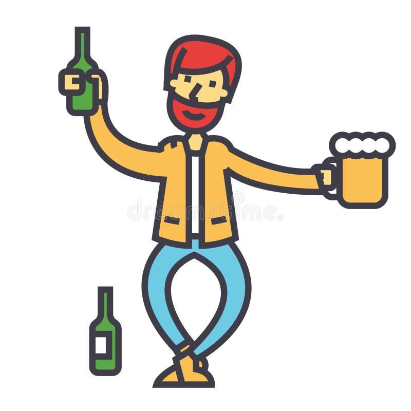 Homme Ivre, Alcoolique, Concept D'alcoolisme Illustration de Vecteur ...
