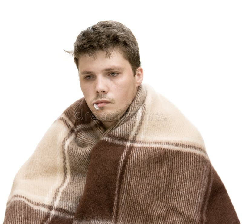 Homme malade image stock. Image du cache, couverture, épuisement - 5838977