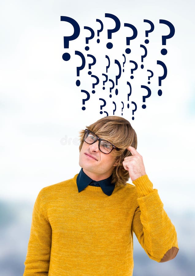 Homme Pensant Avec Les Points D'interrogation Originaux Photo stock ... Homme Pensant Avec Les Points D'interrogation Originaux Photo stock ...
