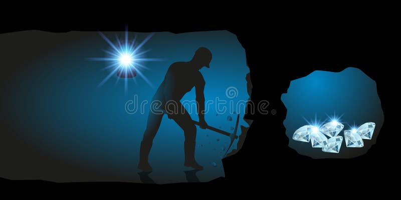 Symbol of the Treasure Hunt with a Man Digging an Underground Hoping To ...
