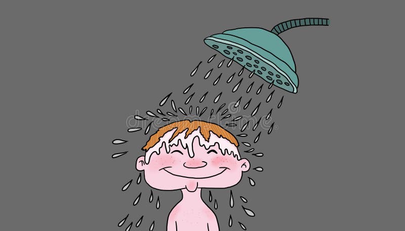 Homme Prenant Une Douche, Illustration Illustration Stock ...