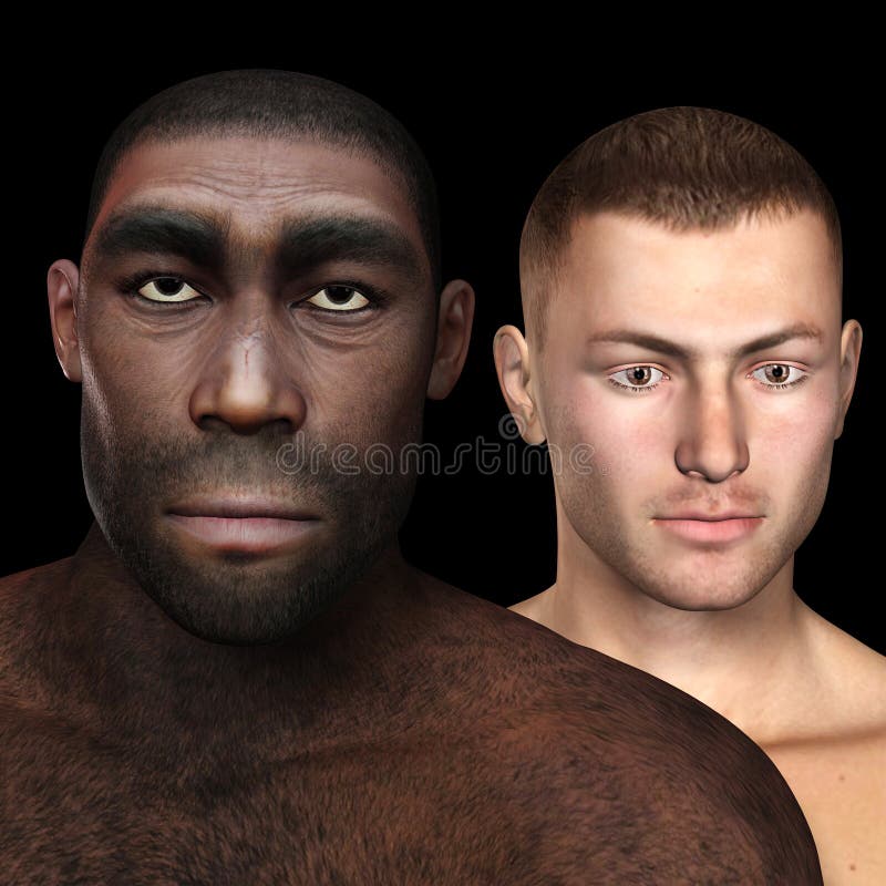 Ejemplo 3d de homo erectus stock de ilustración. Ilustración de retrato ...