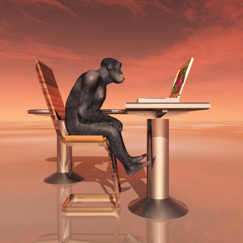 Habilis and Laptop â€“ Human Evolution Stock Illustration ...