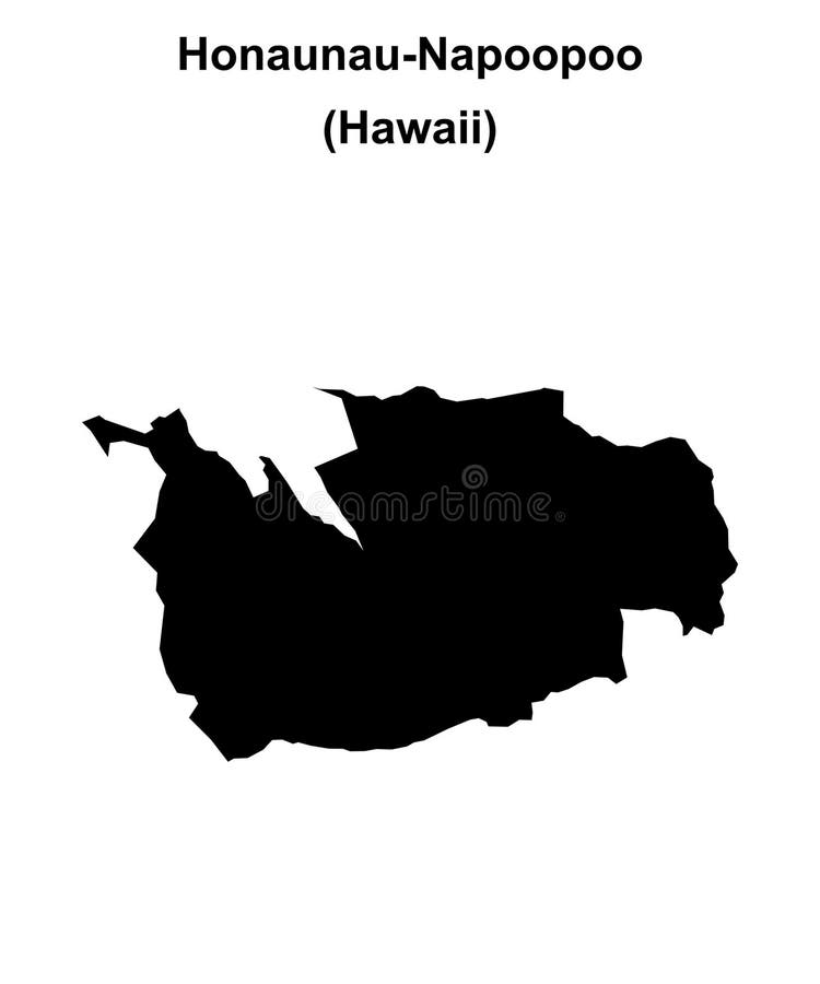 Honaunau-Napoopoo Outline Map Stock Vector - Illustration of detailed ...