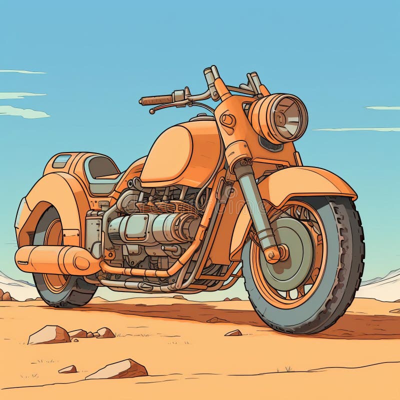 Moebius-inspired Honda Illustration with Simple Details and Solid ...
