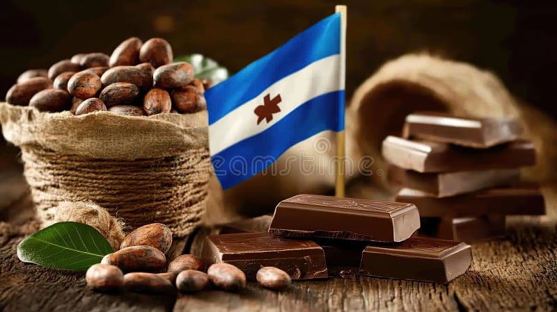 Honduran Cocoa Beans, Chocolate Bars, Flag, Rustic Wood Stock Image ...