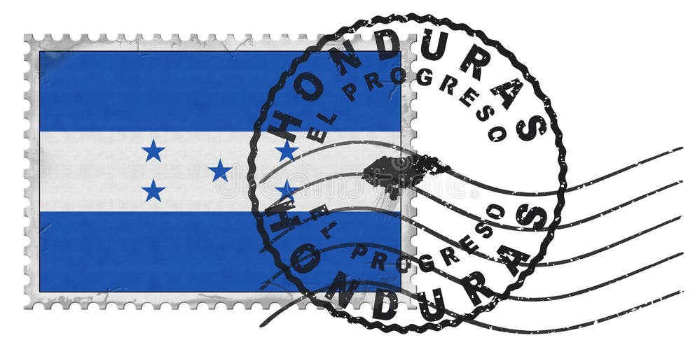 Honduras El Progreso Stamp National Flag and Postmark Stock ...