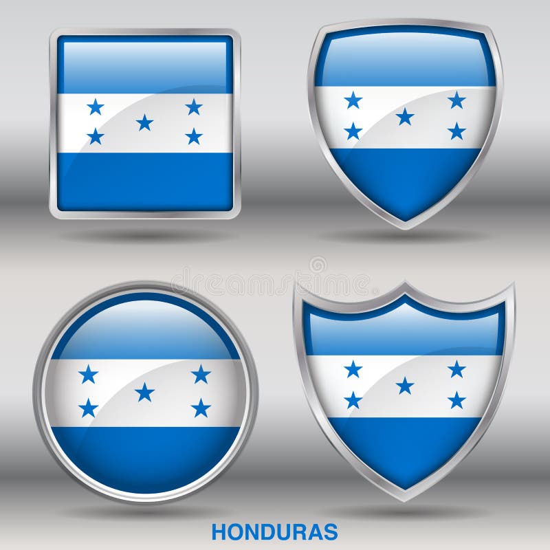 Honduras Flag in 4 Shapes Collection with Clipping Path Stock Vector ...