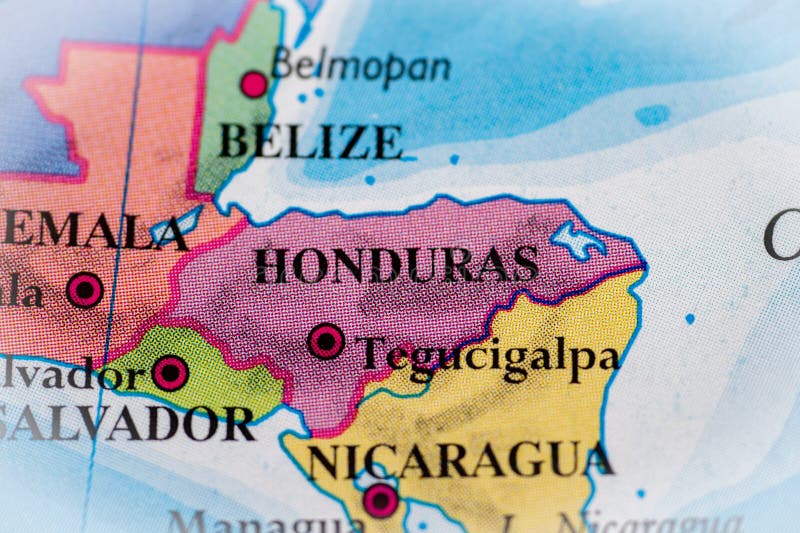 Honduras Highlighted on a World Map Stock Photo - Image of travel ...