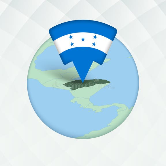 Honduras Map Highlighted with Flag Marker Stock Vector - Illustration of honduran, national ...