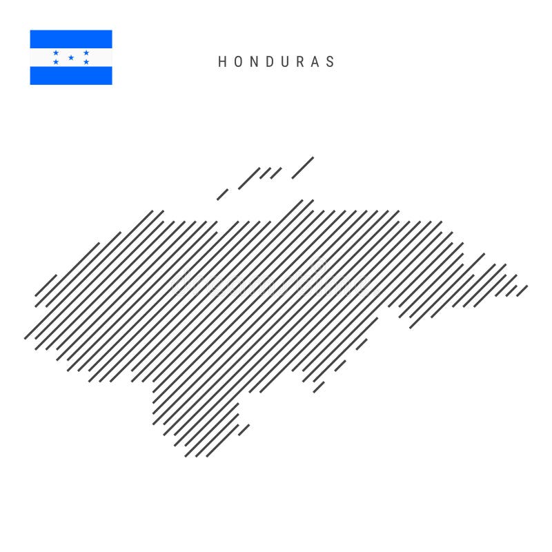 Honduras Map from Pattern of Black Slanted Parallel Lines. Flat Vector ...