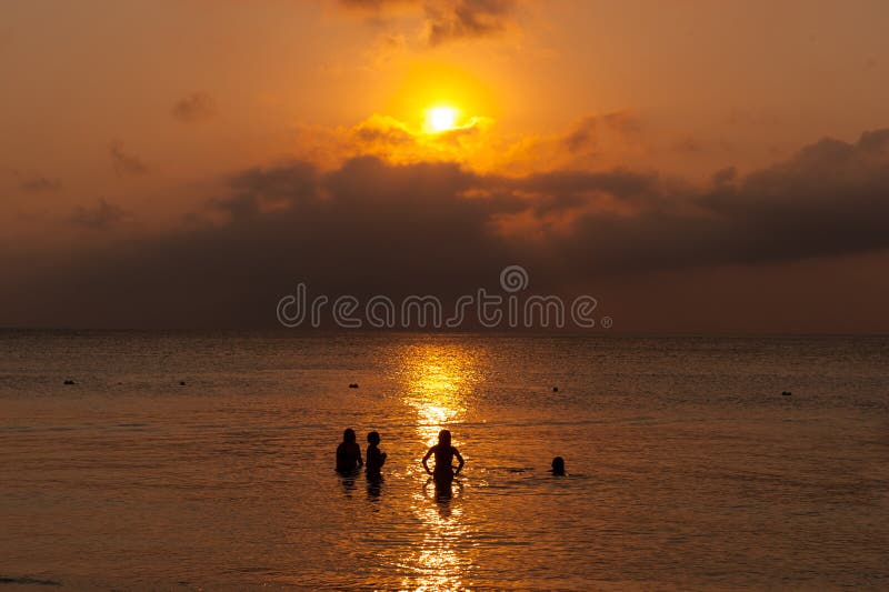 Honduras Roatan , Sunset And Tropical Sea Editorial Photography - Image ...