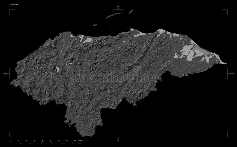 Honduras Shape on Black. Bilevel Stock Illustration - Illustration of ...