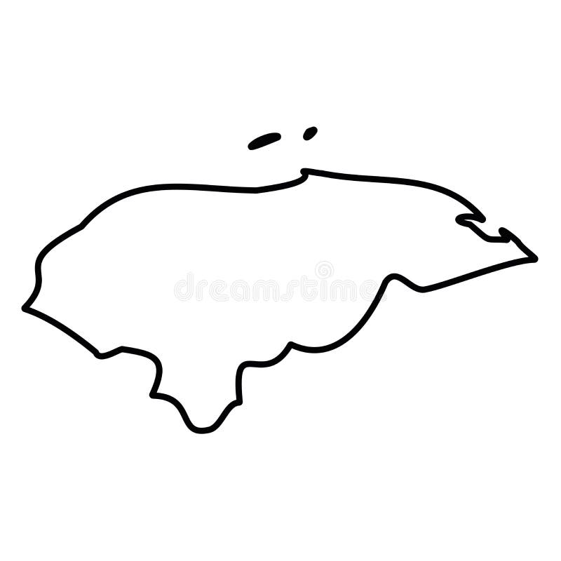 Honduras - Solid Black Outline Border Map of Country Area. Simple Flat ...