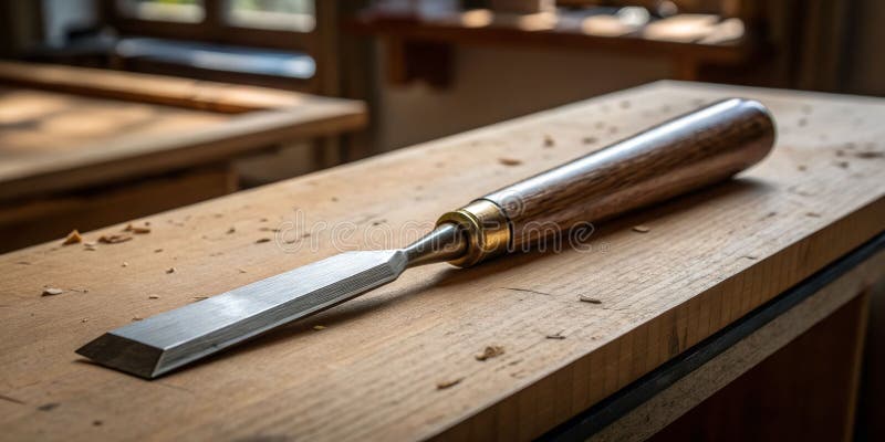 Honed Minimal Chisel on Wooden Surface Workshop Still Life Natural ...