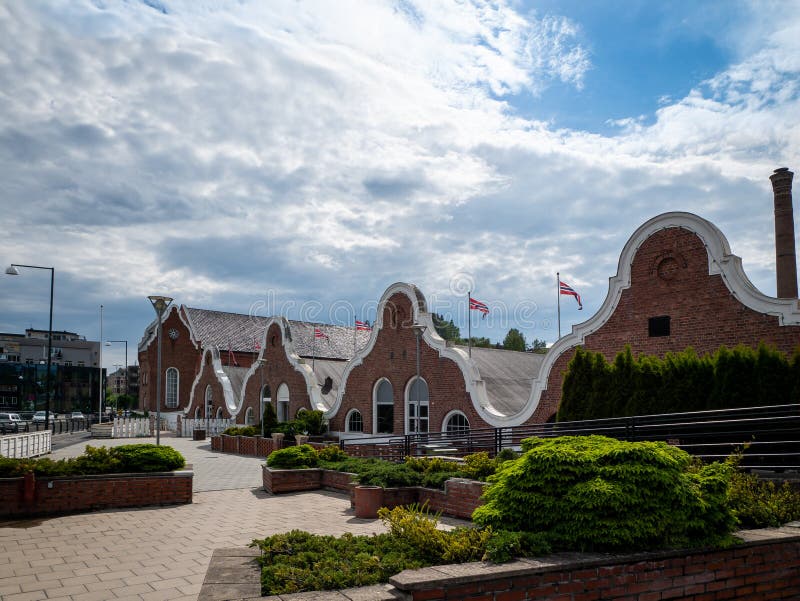HONEFOSS, NORWAY - 7 JUN 2019: Unique Brick Building Facade Editorial ...