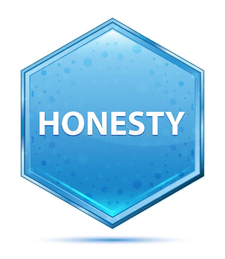 Honesty Crystal Blue Hexagon Button Stock Illustration - Illustration ...