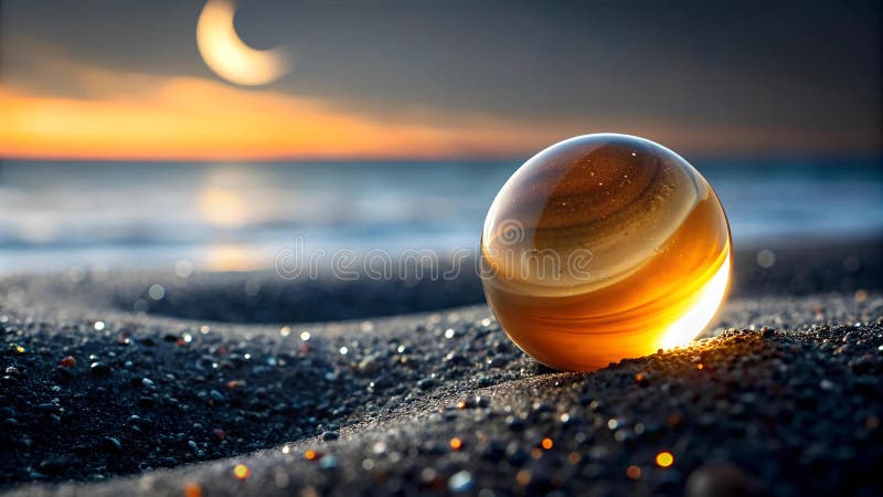 Honey Agate Sphere Under a Midnight Sky AI Generated Stock Illustration ...