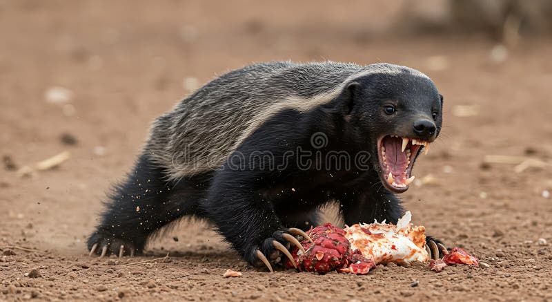 Honey Badger Feasting on Prey Stock Illustration - Illustration of ...