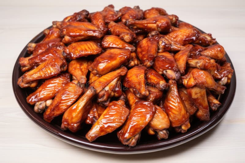 Honey Bbq Chicken Wings Arranged in a Semi-circle on a Round Serving ...