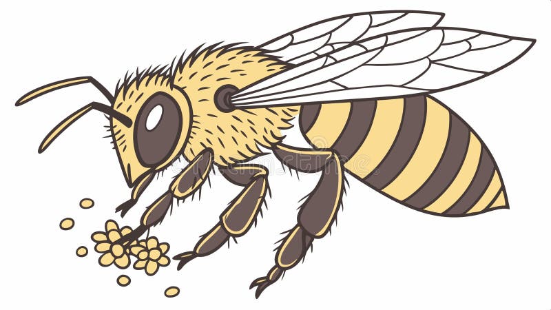 Honey Bee Collecting Pollen, Pollination and Nature S Work Vector ...