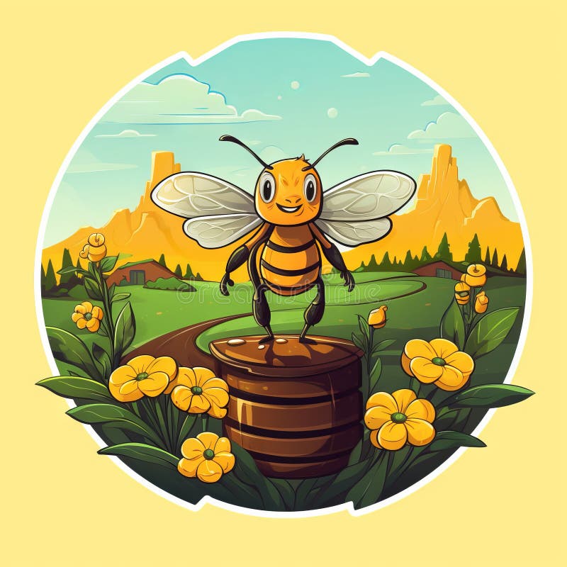 Honey or bee farm logo stock illustration. Illustration of honeybee ...
