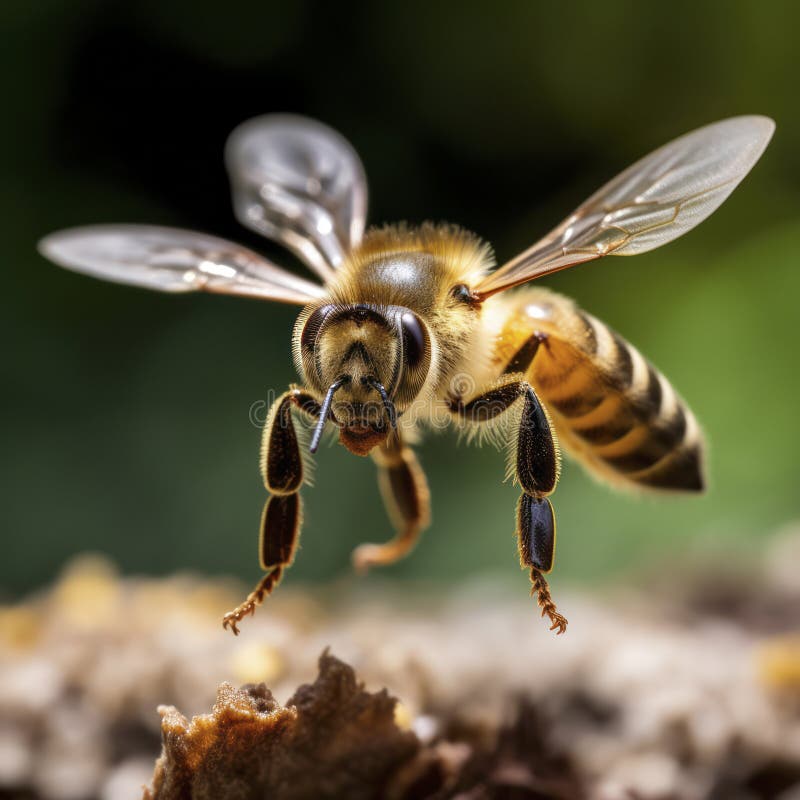 Honey Bee Flying Towards Camera Stock Photo - Image of stinging ...