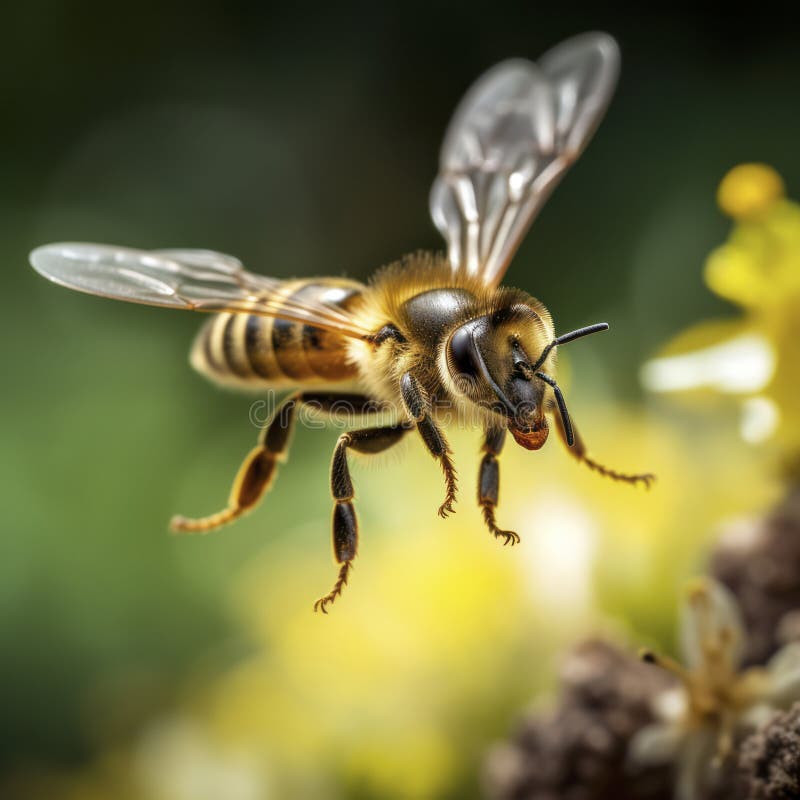Honey Bee Flying Towards Camera Stock Image - Image of wildlife, plant ...
