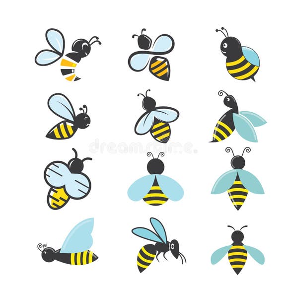 Honey Bee Icon Set Vector Illustration Element Design Stock Vector ...