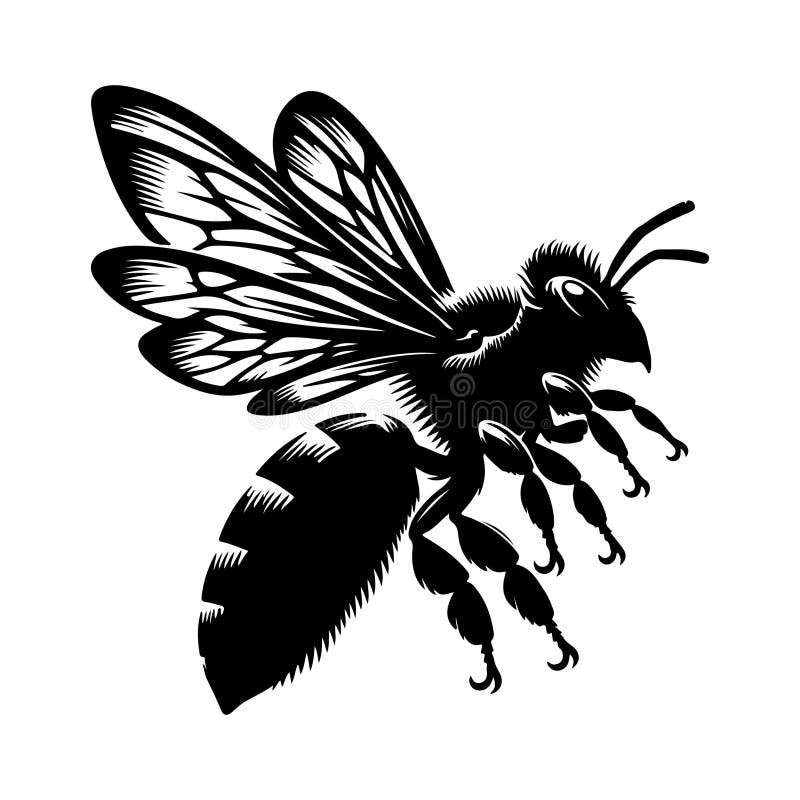 Honey Bee Icon Silhouette Vector Art Illustration Isolated on a Solid ...