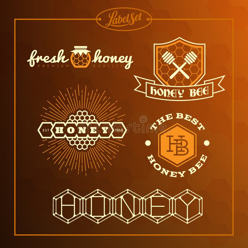 Honey bee label set stock vector. Illustration of graphic - 59584738