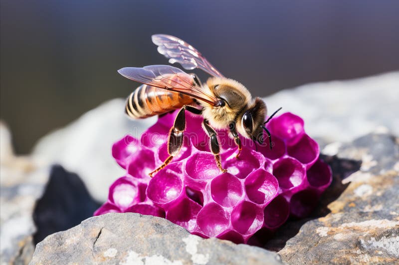 Honey Bee Looks for Nectar in Different Places Stock Photo - Image of ...