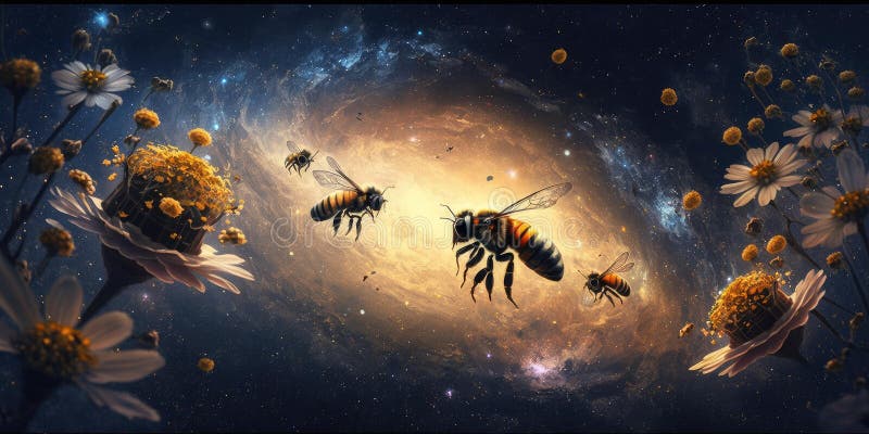 Honey Bee in Outer Space Space Fantasy Stock Photo - Image of gold, orange: 273237988