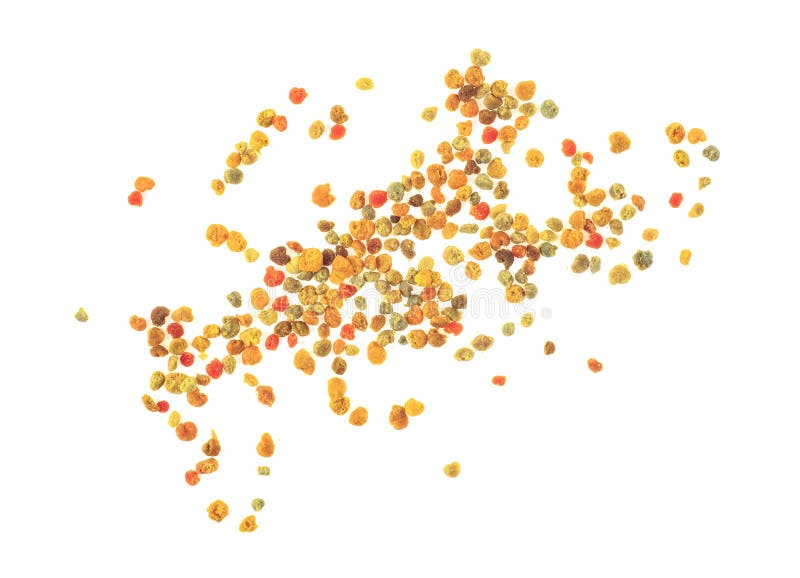 Honey Bee Pollen Isolated on White Background, Top View Stock Image ...