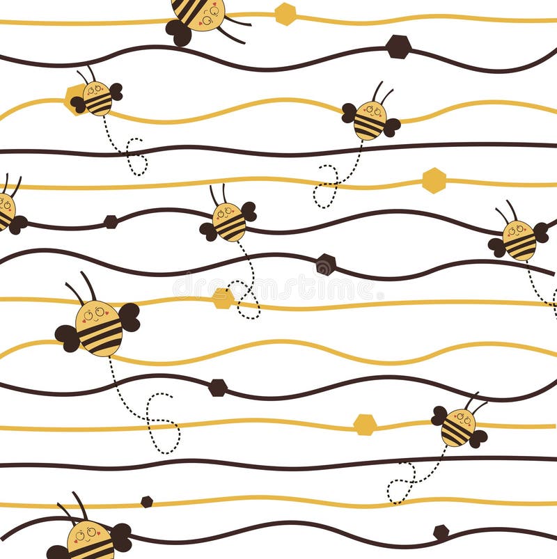 Honey Bee Seamless Pattern, Kid Design. Summer Illustration. Stock ...